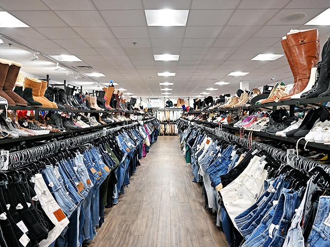 Denim heaven meets footwear nirvana. The perfect jeans and boots are waiting here, like soulmates you haven't met yet.