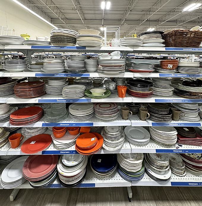 Stacks of plates in every color mean your dinner table never has to match&mdash;that's called eclectic.