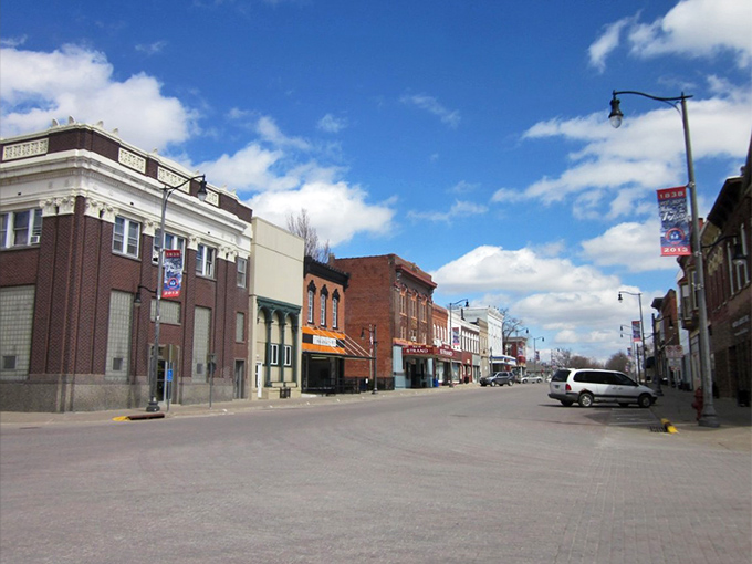 Another angle of downtown reveals the architectural character that gives West Liberty its distinctive personality – no cookie-cutter chain stores here!