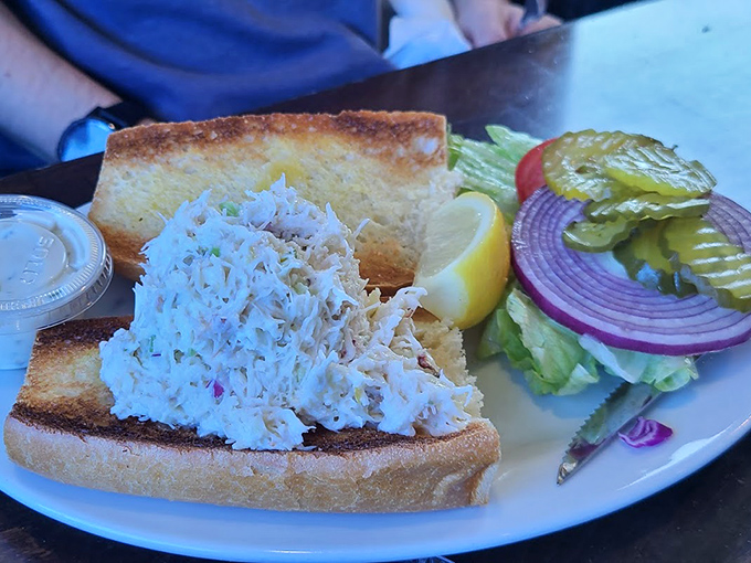 The crown jewel: Barbara's Dungeness crab sandwich showcases sweet, delicate meat piled high on toasted bread&mdash;simplicity that lets the ocean's bounty shine.