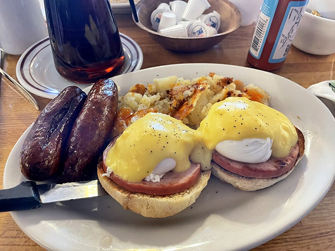 Eggs Benedict done right is culinary poetry&mdash;perfectly poached eggs, Canadian bacon, and hollandaise sauce that would make a French chef weep.