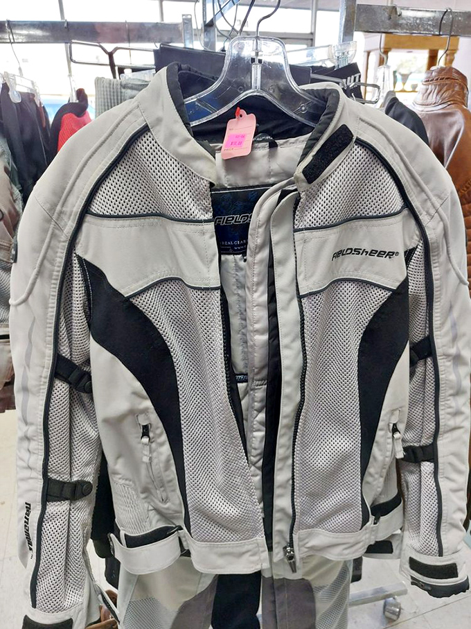 Adventure gear at civilian prices! This motorcycle jacket has stories to tell&mdash;and many more miles to travel with its next owner.