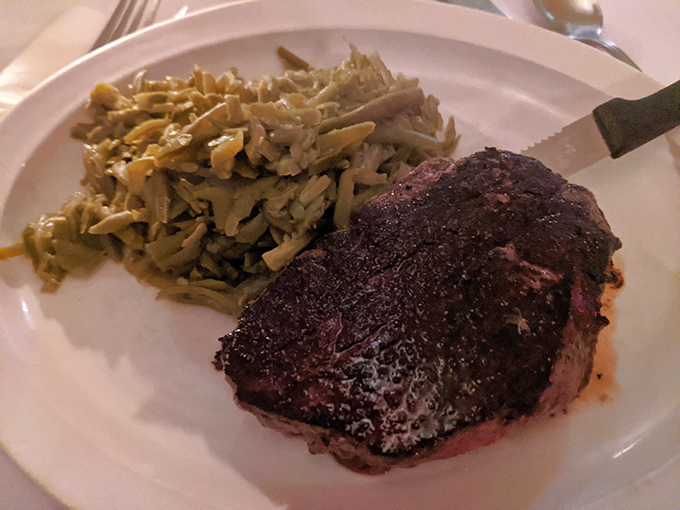 This filet mignon isn't just cooked &ndash; it's been transformed into something transcendent. The perfect sear is like nature's candy wrapper.