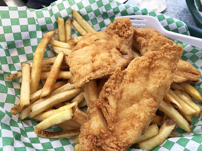 Golden-battered fish resting on a bed of fries &ndash; the seafood equivalent of a perfect nap. This is what the fish in "Finding Nemo" were really afraid of.