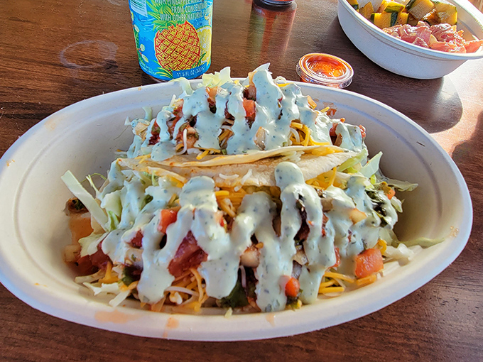 These aren't just fish tacos; they're edible postcards from paradise, drizzled with that heavenly cilantro cream sauce.