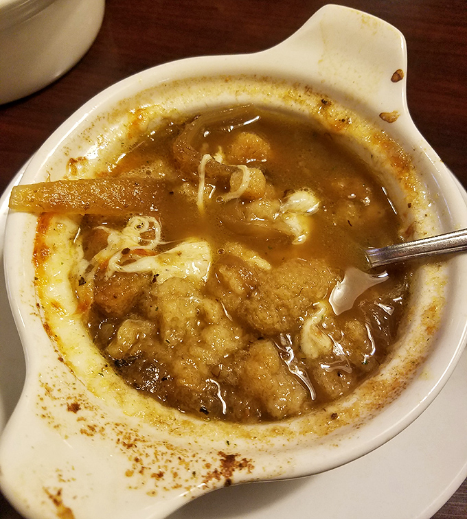 Not all heroes wear capes&mdash;some wear a crown of melted cheese and arrive in ceramic crocks. This French onion soup is worth crossing county lines for.