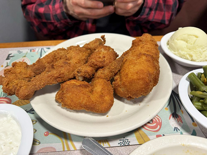 Golden-brown perfection that would make Colonel Sanders question his life choices.