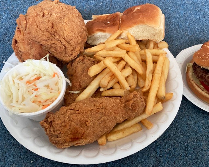 Southern fried chicken that makes Colonel Sanders look like an amateur, served with creamy coleslaw that cuts through the richness perfectly.