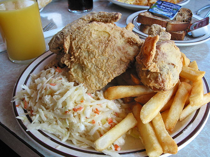 Golden-brown fried chicken that makes a satisfying crackle when your fork hits it&mdash;the culinary equivalent of a perfect high-five.