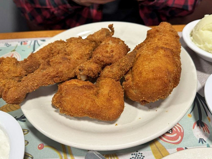 Golden-brown perfection that makes Colonel Sanders look like an amateur. This chicken doesn't just talk the talk &ndash; it clucks the cluck.