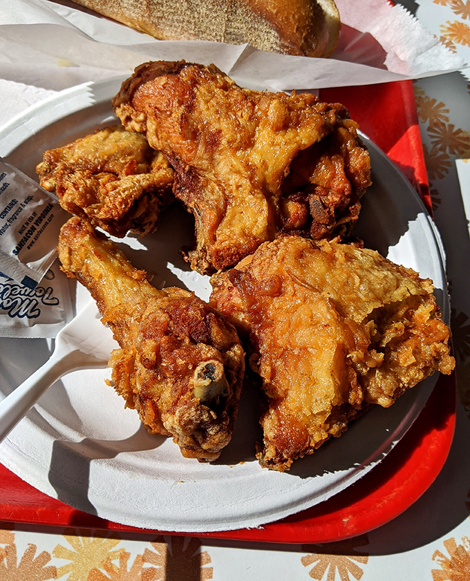 Golden-brown perfection that makes you understand why people have chicken dreams. That crust deserves its own fan club.