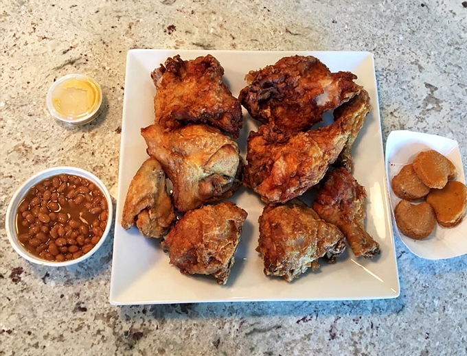 Golden-brown perfection on a plate &ndash; Speck's broasted chicken achieves that mythical balance of crackling skin and juicy meat that keeps Pennsylvania coming back for generations.