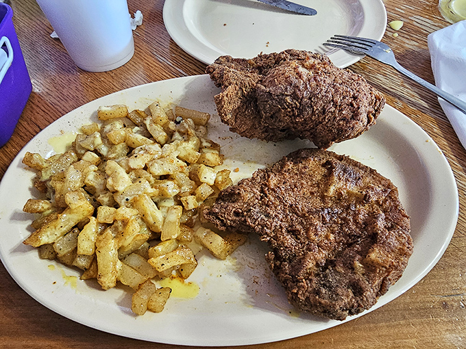 This isn't just fried chicken; it's edible poetry with a crispy crust. The hashbrowns aren't bad company either.