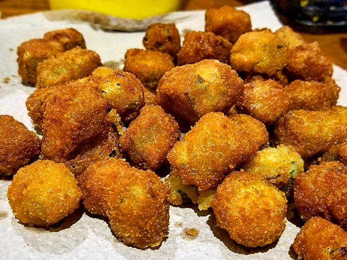 Golden nuggets of fried okra&mdash;crispy on the outside, tender within&mdash;the kind of Southern side dish that makes vegetables feel like an indulgence.