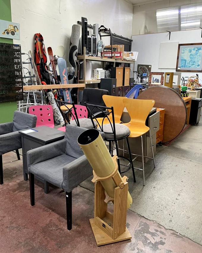 Furniture heaven or decorator's playground? That telescope might help you spot the perfect mid-century chair before someone else claims it.
