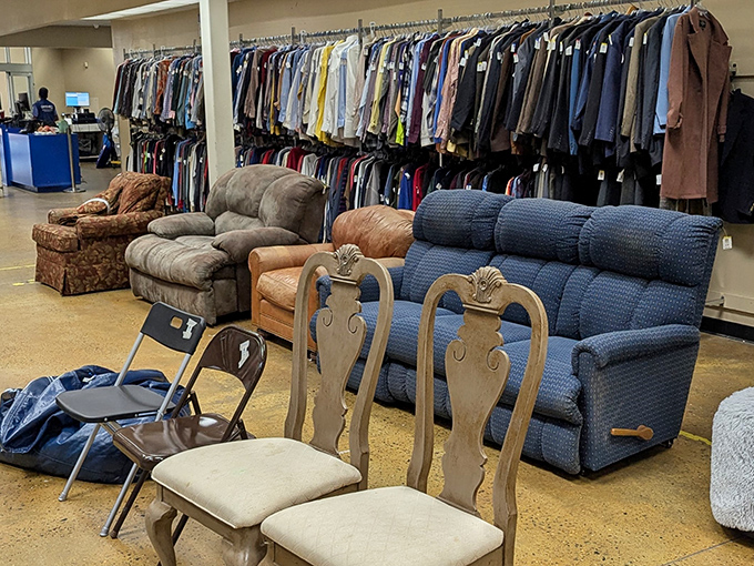 When recliners and dress shirts coexist peacefully, you know you've entered a dimension where anything's possible, including affordable furniture.