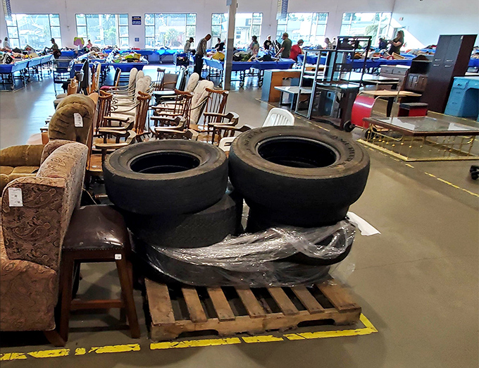 From car tires to vintage armchairs, the furniture section proves one person's "what was I thinking?" becomes another's "exactly what I was looking for!"