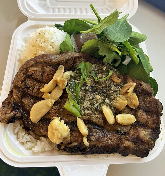 Behold the star of the show&mdash;the garlic ribeye in all its glory, where roasted garlic cloves stand guard like delicious sentinels.