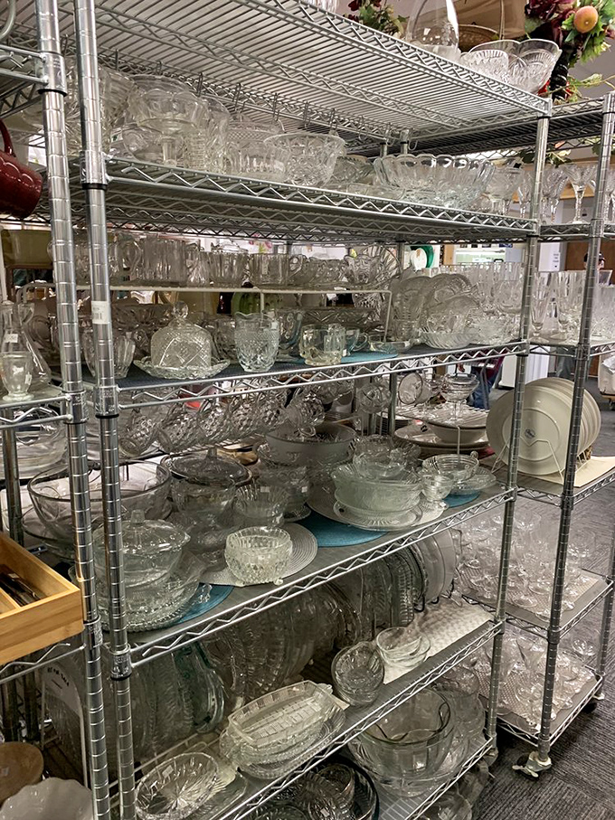 Crystal and glassware that would make your grandmother swoon. One person's "I don't have space for this" becomes your dining table's conversation piece.