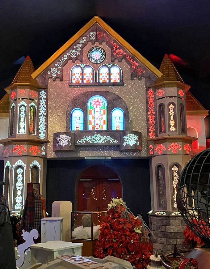 The Grand Mall Display room showcases rescued department store Christmas windows, where holiday nostalgia hits you harder than Aunt Mildred's eggnog at the family gathering.