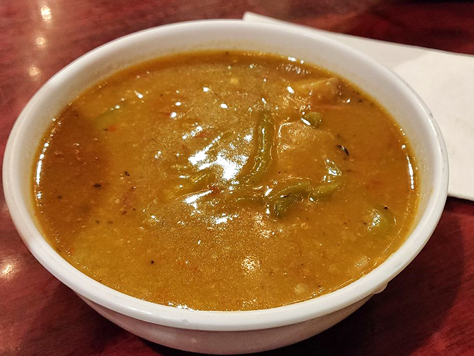 This isn't just soup; it's liquid history. The green chili stew simmers with flavors that predate state lines and border disputes.