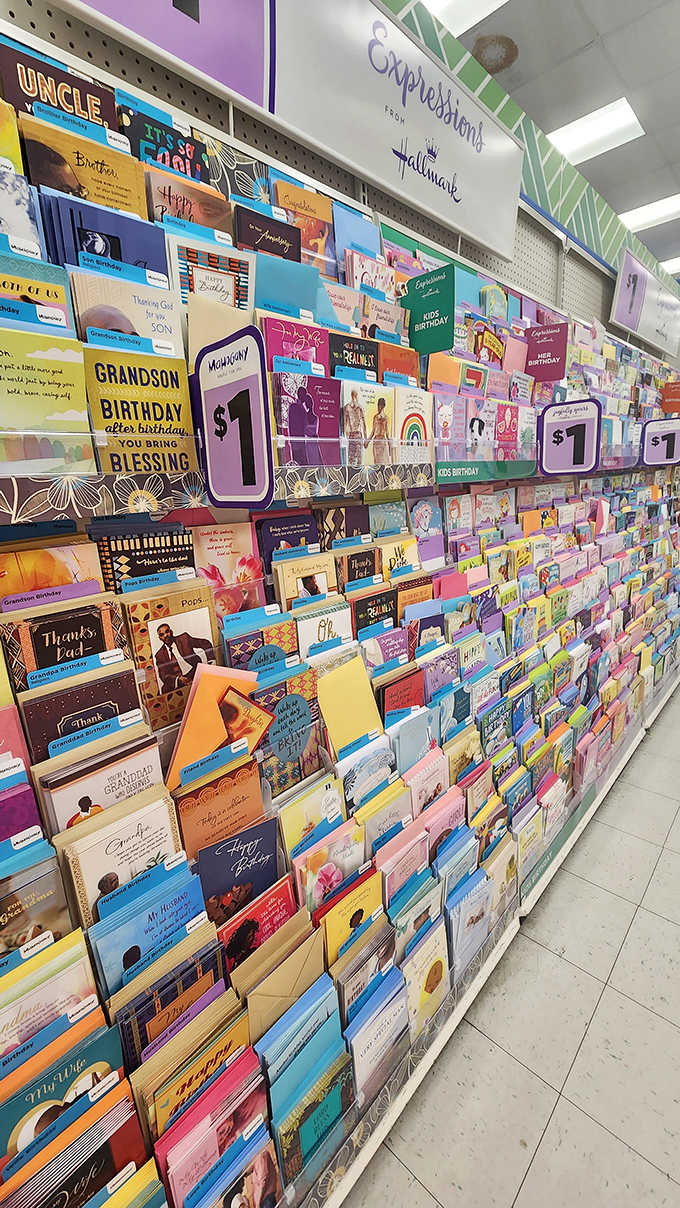Hallmark sentiments without the Hallmark prices. This rainbow wall of emotions proves heartfelt messages don't require emptying your wallet.