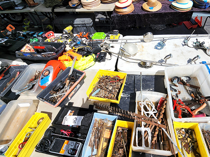 Tool heaven for the handy shopper! Bins overflow with vintage wrenches, screwdrivers, and mysterious gadgets that your grandfather would instantly recognize.