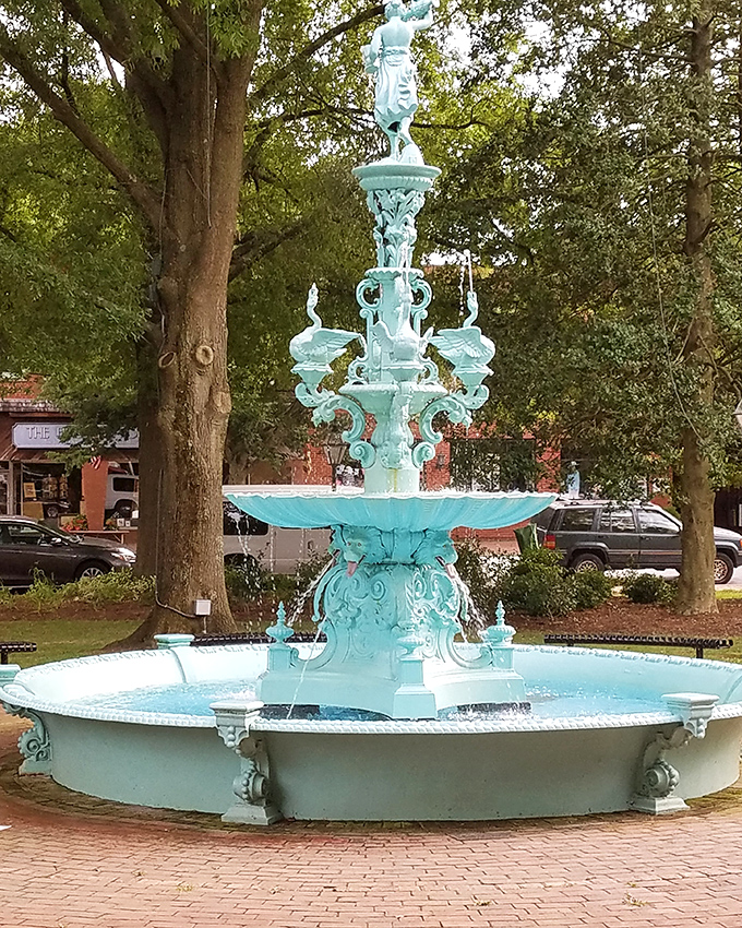 The Hebe Fountain stands as Chestertown's aqua centerpiece, a Victorian confection that makes water-watching an actual pastime here.