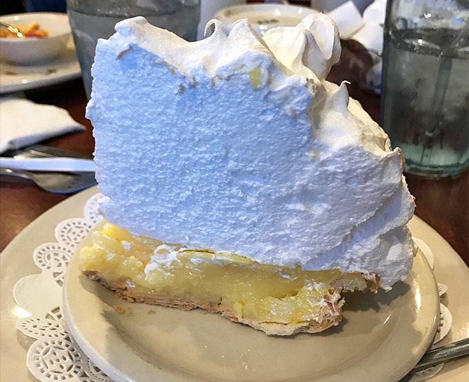 This lemon meringue pie isn't just tall&mdash;it's skyscraper ambitious! The meringue peaks reach heights that would make Manhattan jealous.