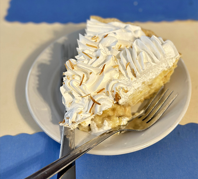 Coconut cream pie that would make your grandmother both jealous and proud. Those peaks of whipped cream are basically the Alps of dessert world.