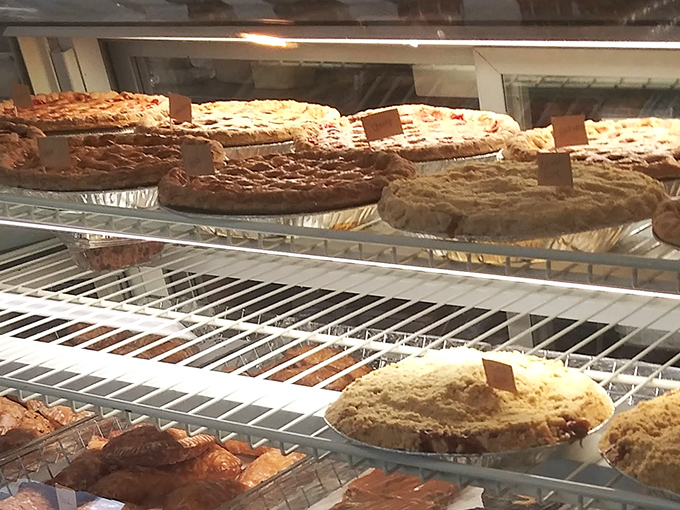 Pie paradise found! Golden crusts cradle mysterious fillings while patiently waiting their turn to become someone's "I shouldn't, but I will" moment.