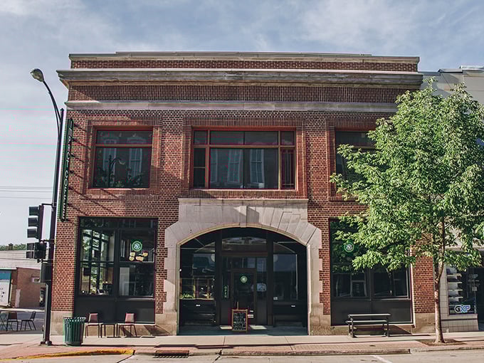 This historic brick building houses modern businesses while keeping that small-town character that makes parking actually pleasant.