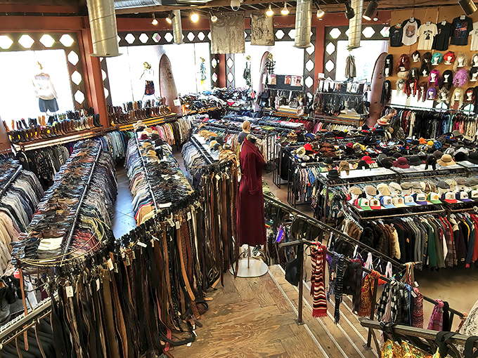 Inside this labyrinth of nostalgia, decades of fashion history hang in orderly rows, waiting for their second chance at making a statement.