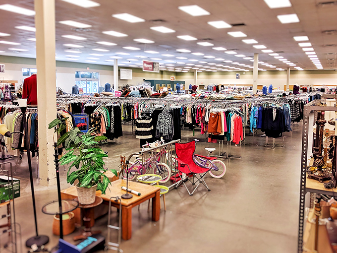 Racks upon racks of clothing stretch toward the horizon, each hanger potentially holding that perfect piece you never knew you needed.