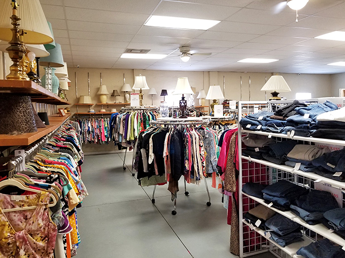 Inside reveals a wonderland of clothing racks and home goods. Marie Kondo would have a panic attack, but your wallet will feel pure joy.