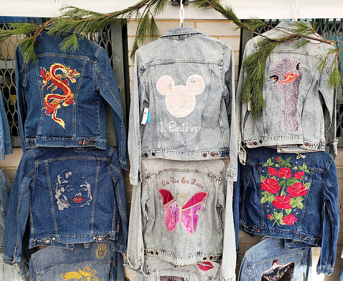 These embellished denim jackets aren't just clothing; they're wearable art with stories stitched into every patch and embroidered dragon.
