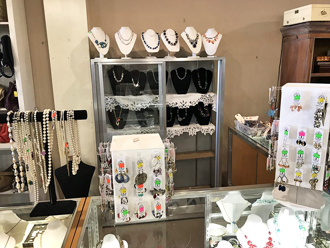 Jewelry that tells stories without saying a word. Each necklace and earring set waits patiently for its second act in someone else's life story.