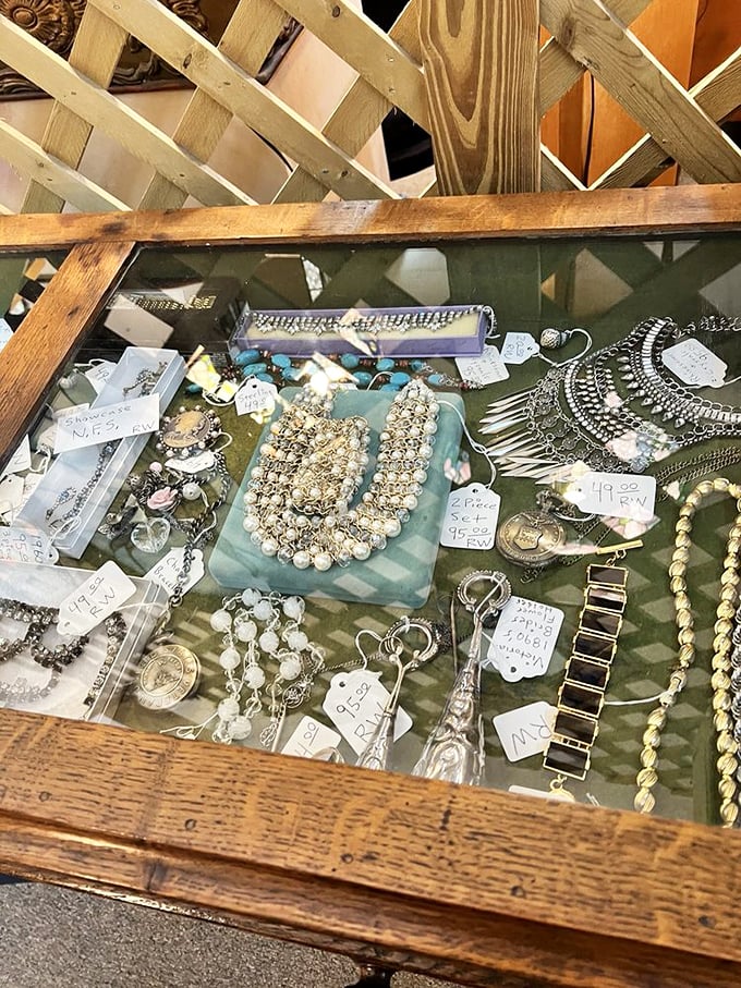 Pearls waiting for their next night out, costume jewelry dreaming of future compliments. Each piece whispering tales of dances long forgotten.