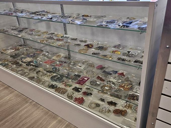 Jewelry hunters, rejoice! This treasure trove of accessories offers everything from costume pieces to potential hidden gems, all waiting for their second act.