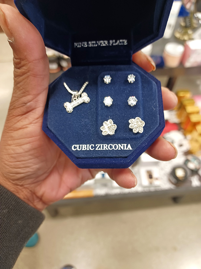 Cubic zirconia that sparkles with champagne ambitions on a beer budget—proof that a little bling doesn't always require a big bank account.