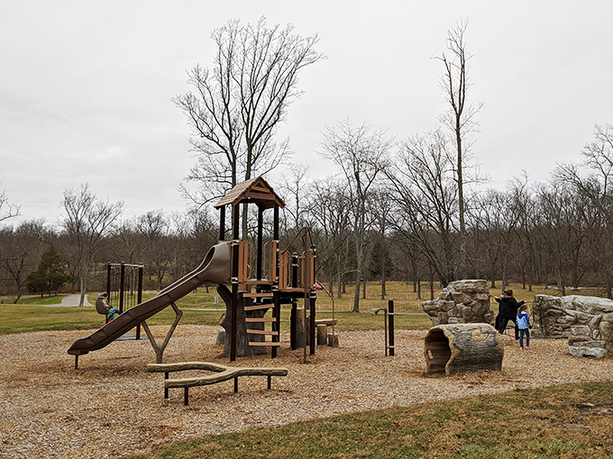 Childhood adventures await at John Bryan State Park's playground. Those log tunnels would have been the highlight of my 8-year-old summer vacation!