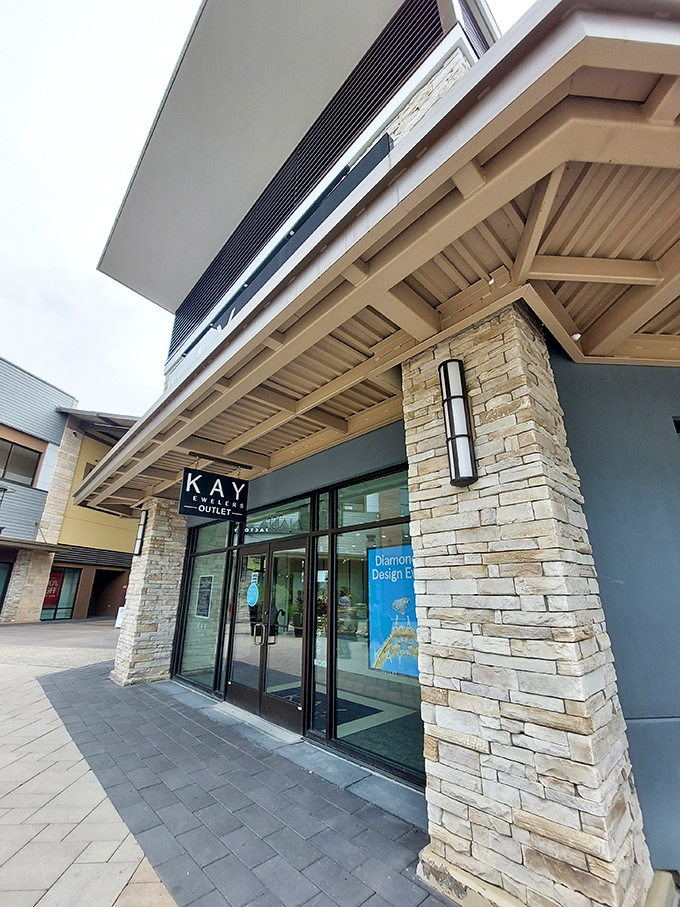 Kay Jewelers outlet shimmers with possibility. Even engagement rings and anniversary gifts become more attainable when the markup melts away.