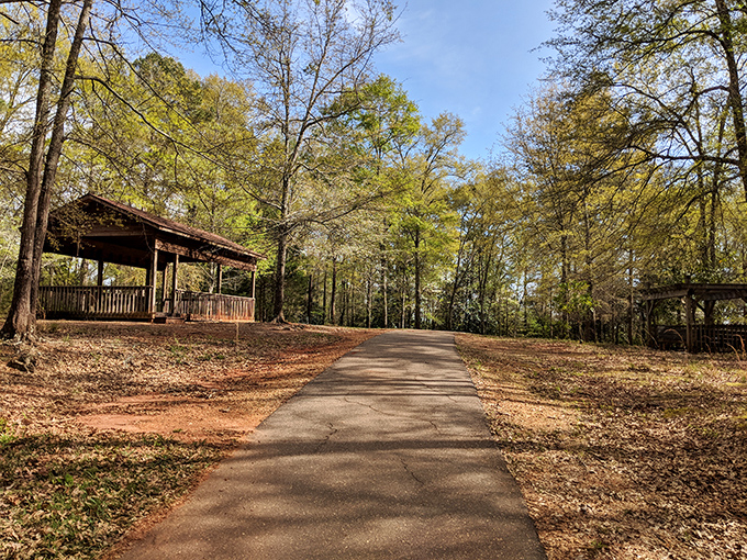 Keebler Park's winding paths invite contemplative strolls beneath Alabama's generous tree canopy. No cookie-making elves here, just nature's perfect recipe for tranquility.