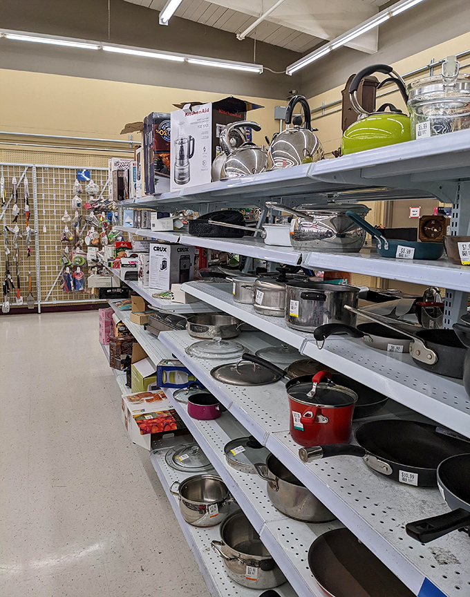Kitchen gadget heaven or utensil purgatory? Either way, these shelves hold more cooking potential than a season of Top Chef contestants.
