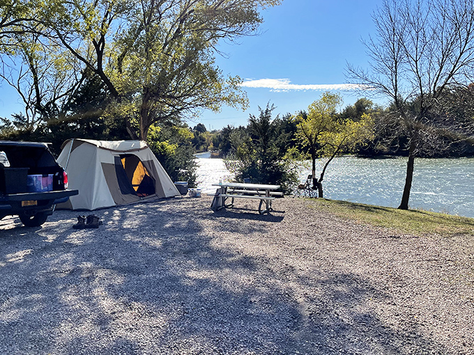 Lake Mitchell's campground proves that waterfront property doesn't require a second mortgage &ndash; just a tent and good timing.