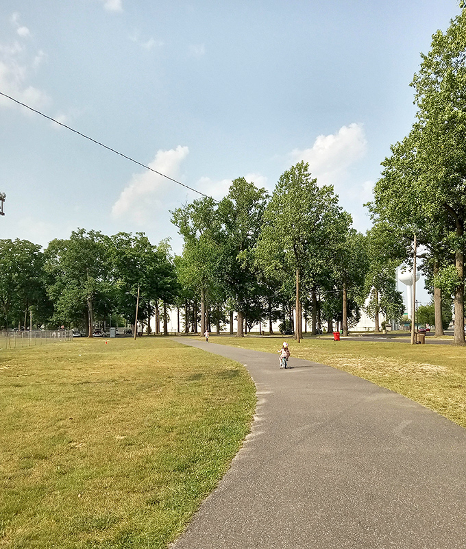 Landis Park playground stands ready for grandkids' visits - colorful, accessible, and mercifully free of admission fees.