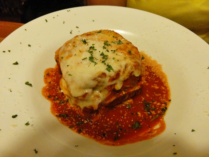 Behold: the lasagna that launches road trips. Those layers of pasta, sauce, and cheese create a masterpiece worthy of its own Renaissance painting.