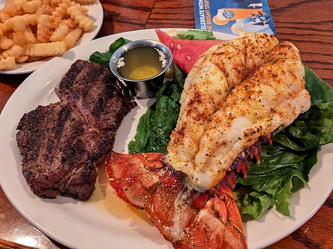 Surf and turf done right: lobster tail meets perfectly seared steak in a combination that never goes out of style.