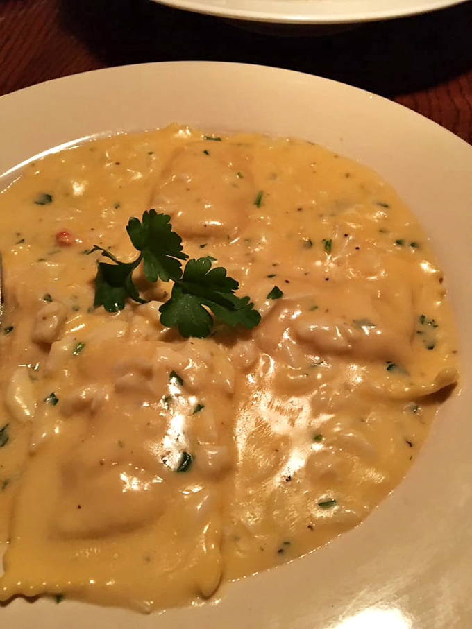 Ravioli swimming in a creamy sauce that would make Neptune himself abandon the sea for a table at Colao's.