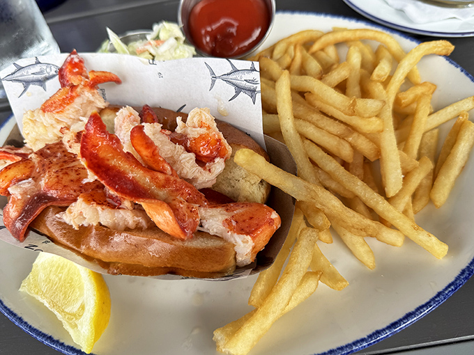 The Connecticut-style lobster roll&mdash;warm, buttery, and unapologetically simple. Like a seafood sonnet that needs no fancy metaphors.